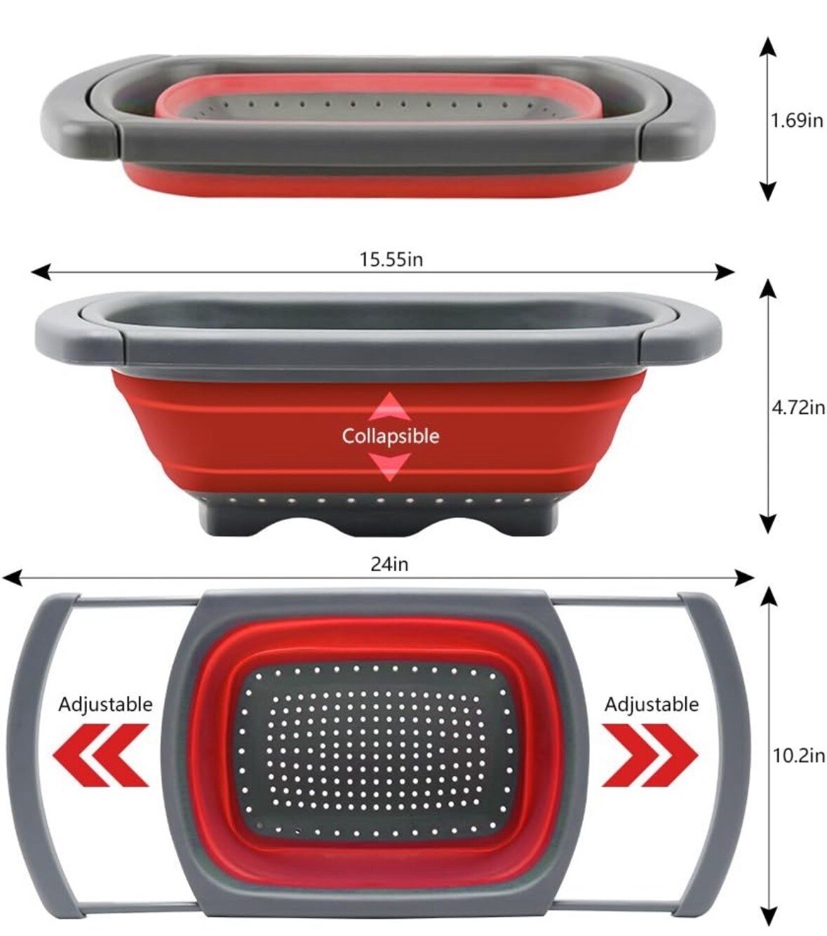 Qimh Colander collapsible, Colander Strainer Over The Sink Veggies ...