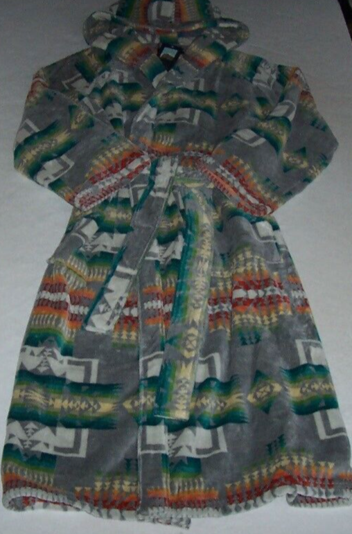 NWT Pendleton CHIEF JOSEPH GRAY GEO Cotton Terry Velour Hooded Robe UNISEX S/M | eBay