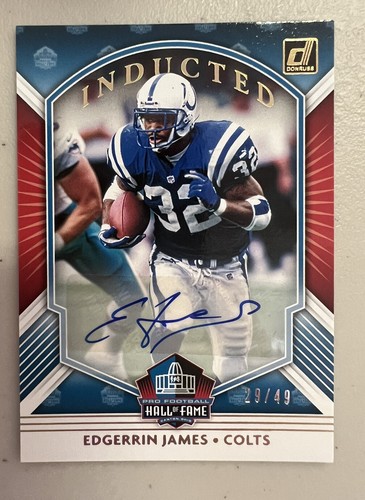 2020 DONRUSS FOOTBALL EDGERRIN JAMES HALL OF FAME "INDUCTED" AUTOGRAPH ...