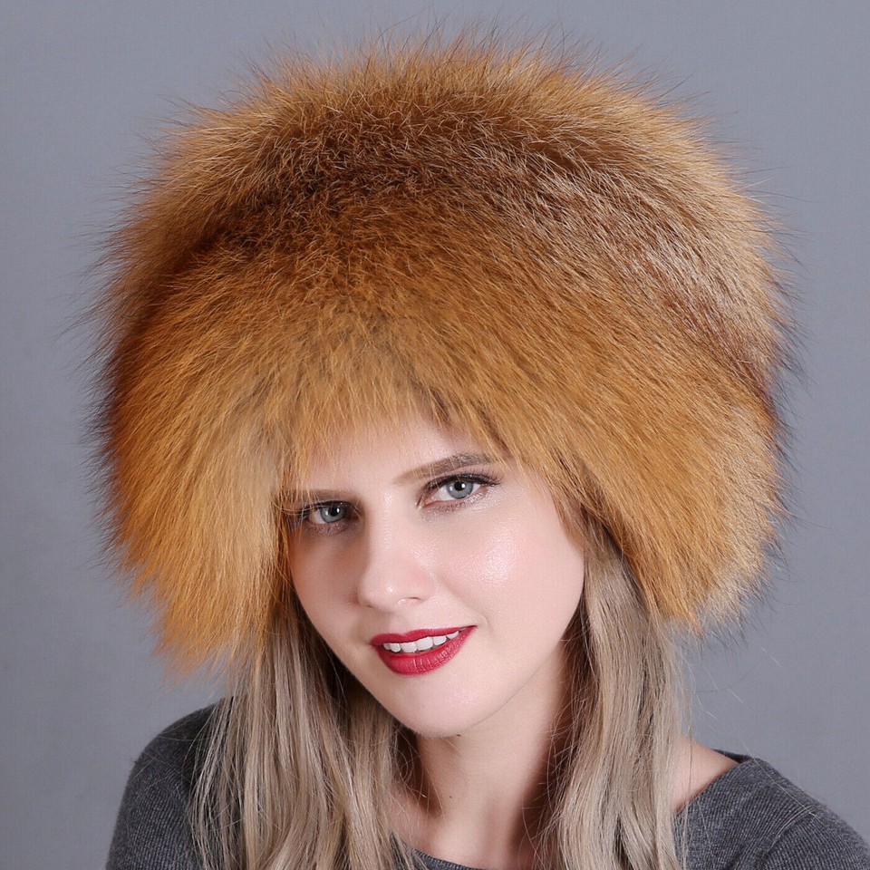 Luxury Fashion Winter Womens Natural Fur Cap Real Fox Fur Hats Caucasus ...