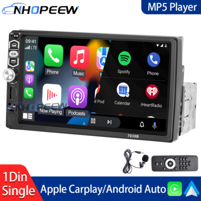 7" Car Stereo Radio For Apple Carplay Android Single 1Din Touch Screen Bluetooth | eBay
