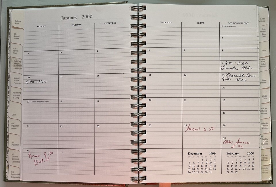 Michael Jackson Owned Personal Date Book Calendar from 2000 all HIS ...