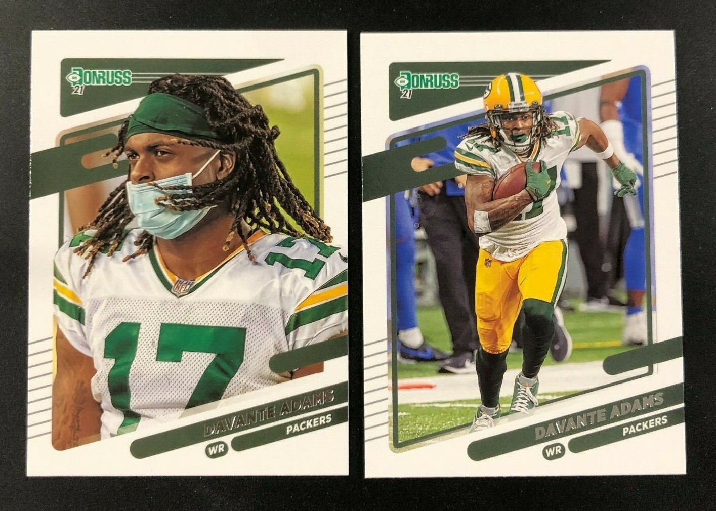 LOT x2 - 2021 Panini Donruss DAVANTE ADAMS Base & MASK Variation ...