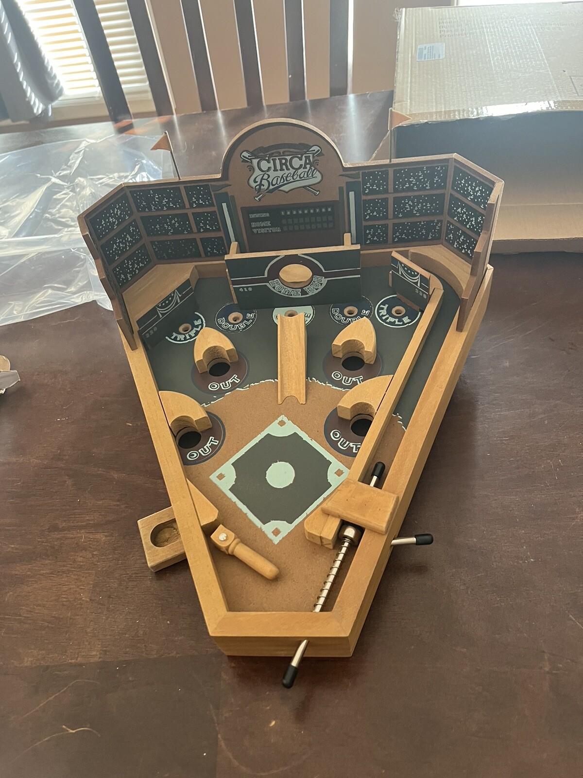 Tabletop Baseball Pinball Arcade Game For Kids Ages 8 Durable Wood ...