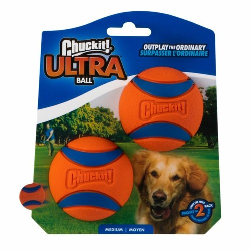 2 X Chuckit Medio Ultra Palline Giocattolo Cane Alto Bounce Prendi ...