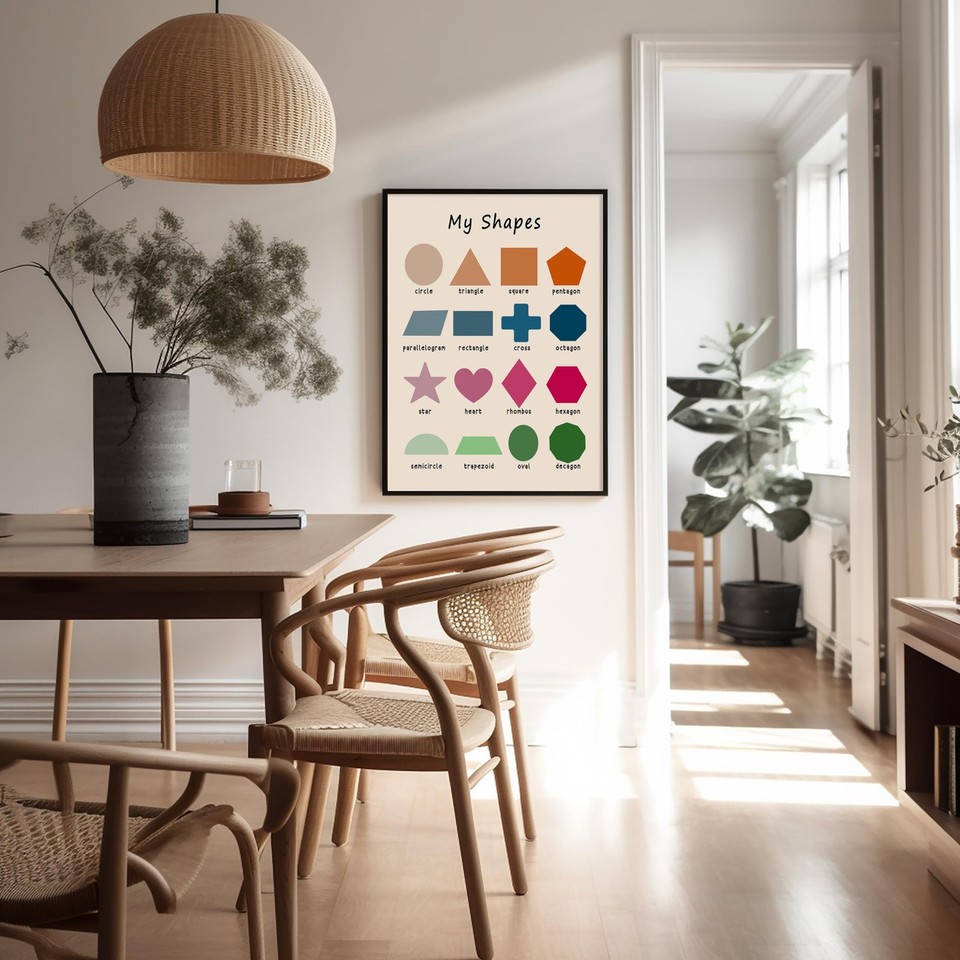 My Shapes Poster - Basic Shapes Chart Print - Educational Art ...