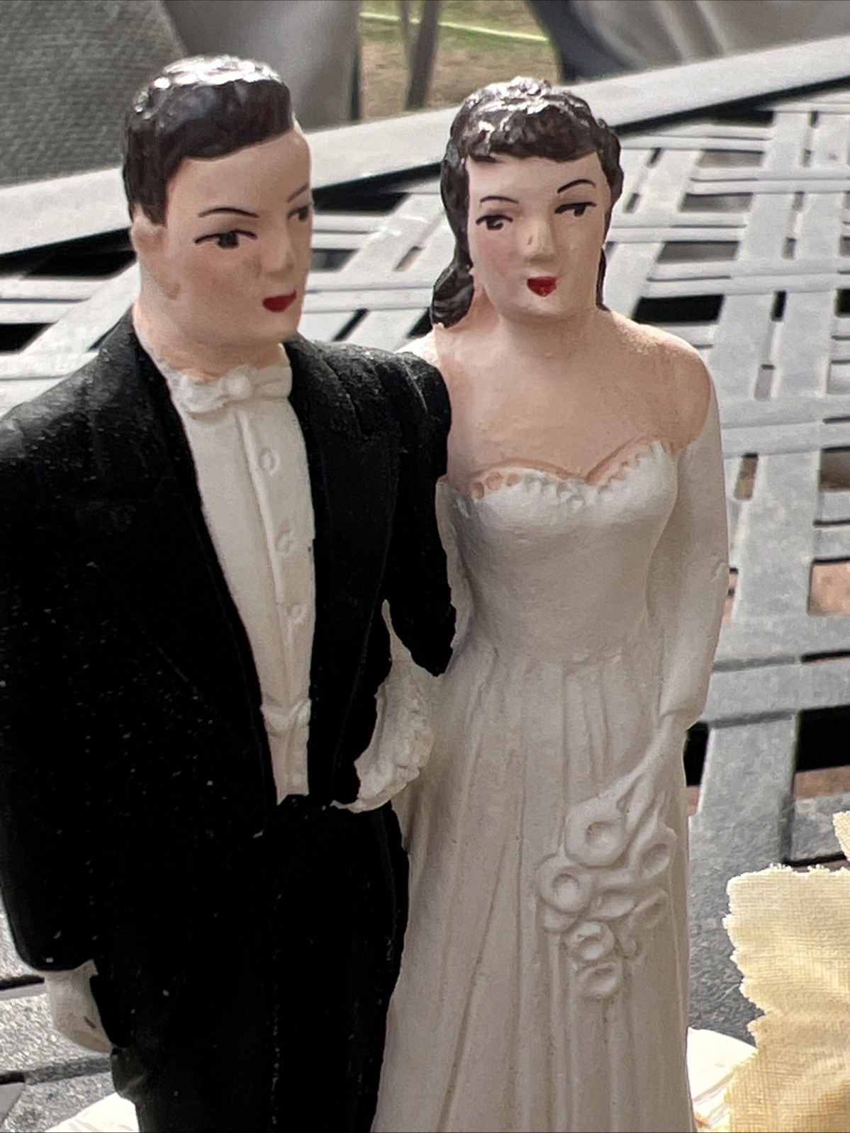 Vintage 1950s Bride Groom Floral Arch Wedding Cake Topper - Plaster ...