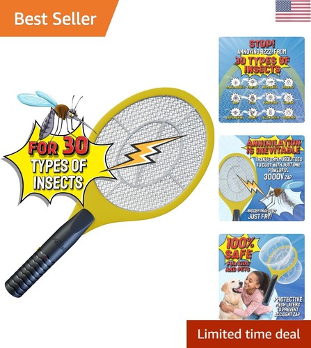 Bug Zapper 18" Electric Fly & Mosquito Swatter Racket - Outdoor/Indoor ...