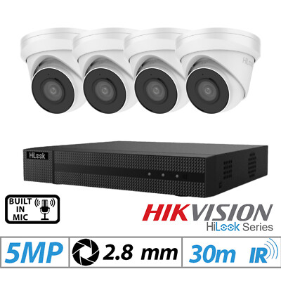 5MP HIKVISION CCTV SYSTEM HILOOK CAMERA KIT IP POE NVR 4CH REMOTE VIEW ...