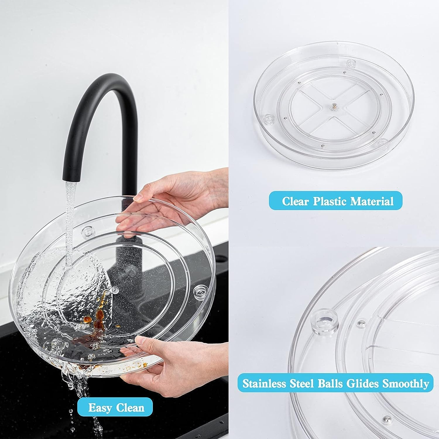 Clear Lazy Susan Organizer Cabinet - 2 Pack (27Cm/10.6"+23Cm/9.3") Lazy ...
