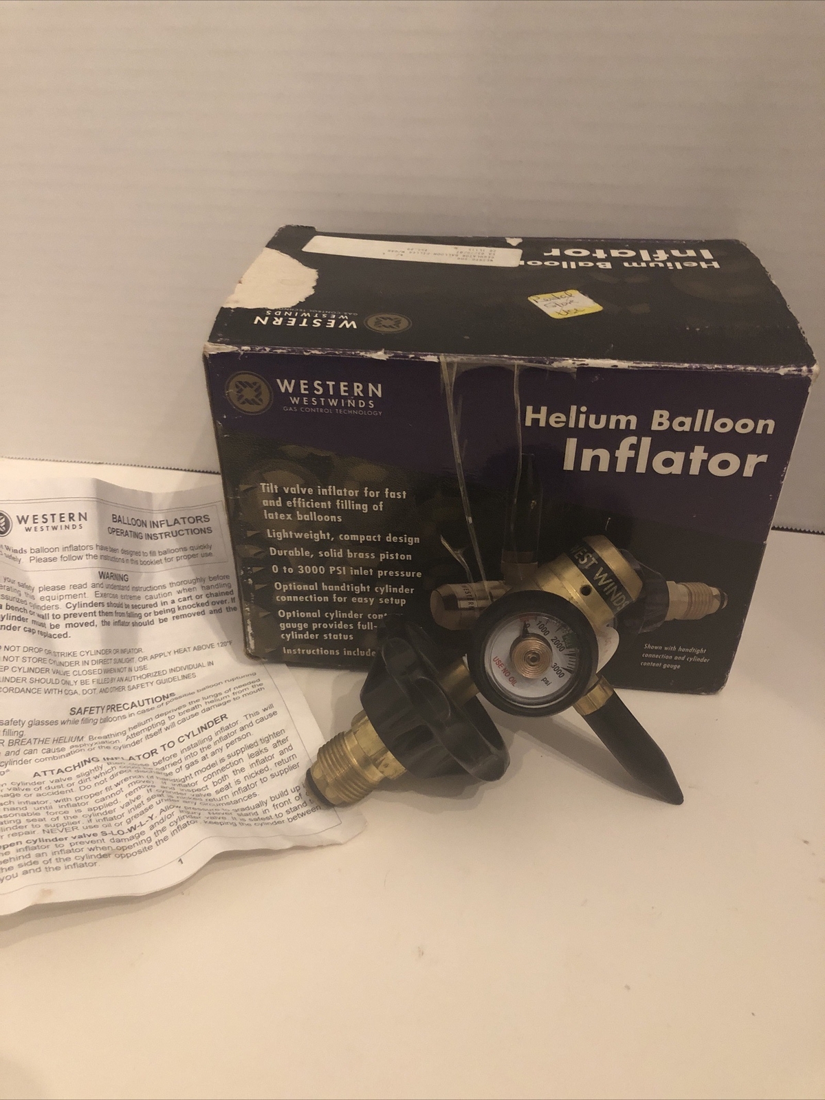 Western Westwinds RPB-6HG Helium Balloon Inflator With Gauge Handtight ...