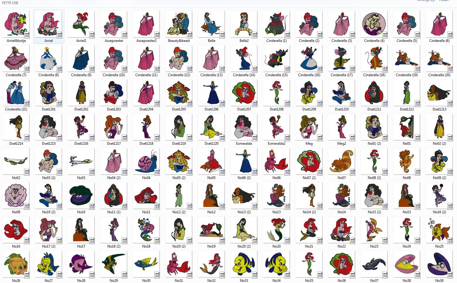 155 Disney Princesses Machine Embroidery Designs - CD/USB/Floppy - 12 ...