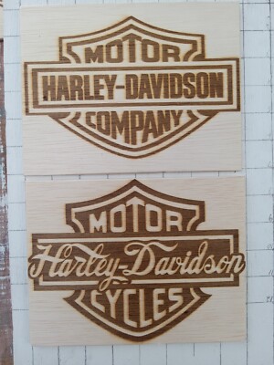 Harley Davidson Laser engraved logos on wood. sanded and ready for ...