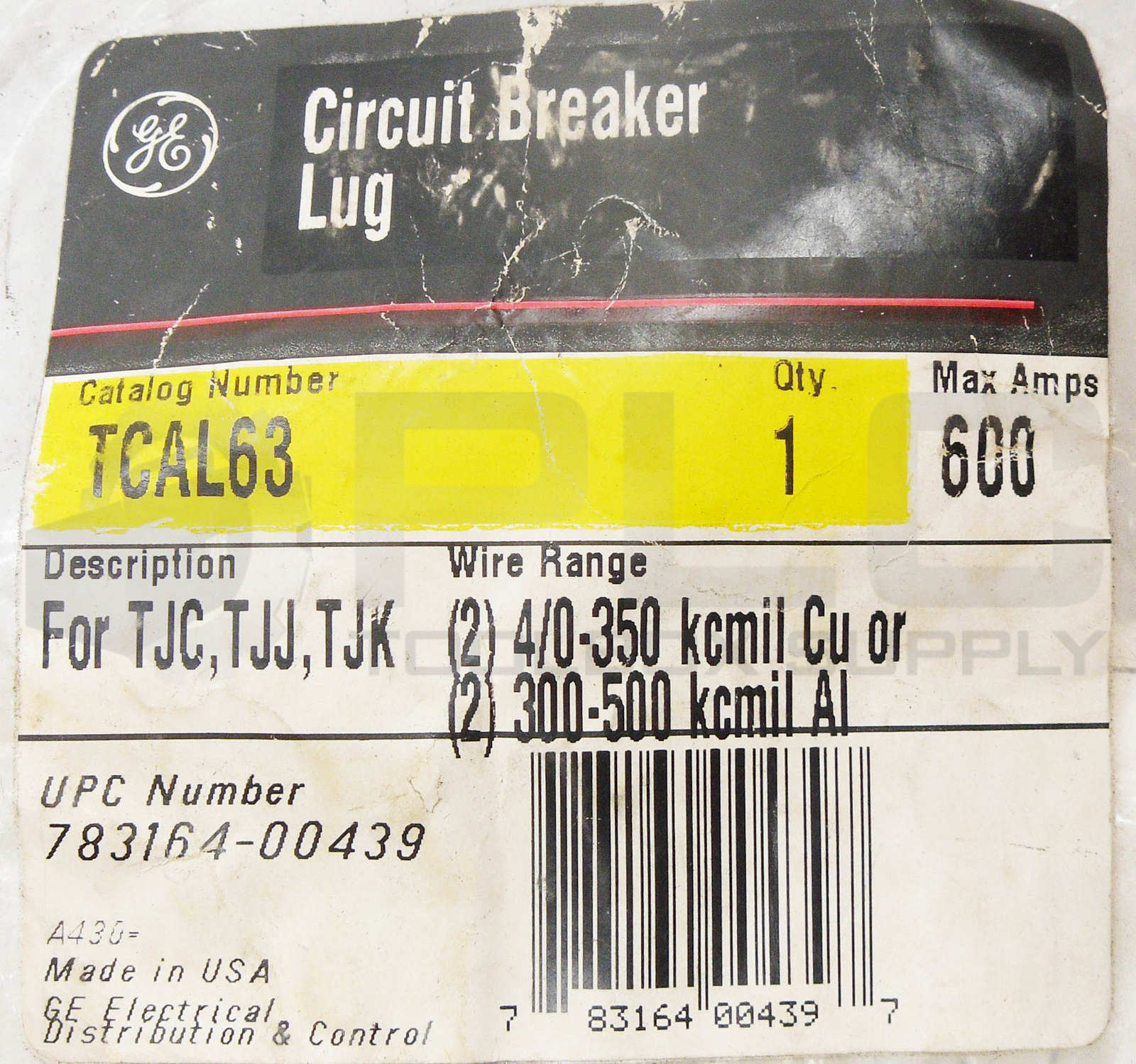 General Electric TCAL63 TCAL 63 600a Circuit Breaker Lug for sale ...