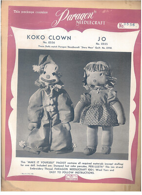 Vintage Paragon Needlecraft 0556 KoKo Clown JO Doll Kit Unused | eBay
