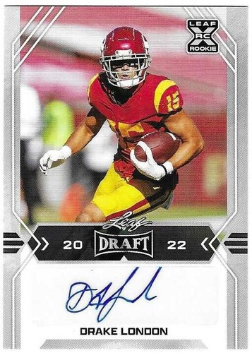 Drake London 2022 LEAF DRAFT FOOTBALL ROOKIE AUTOGRAPH CARD Falcons ...
