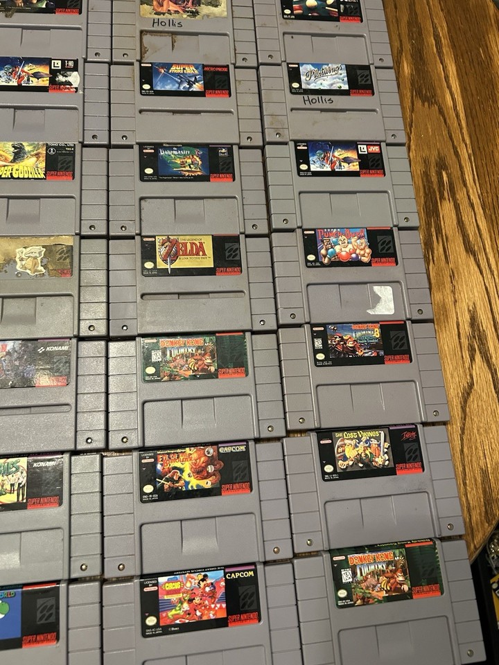 Huge Super Nintendo SNES Lot Mario Zelda Zombies Cold Punch out Carts ...