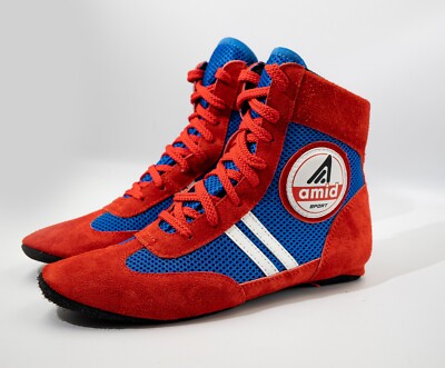 Wrestling Shoes Sambo Boxing MMA Fighting Red Blue Artificial Suede Eva ...