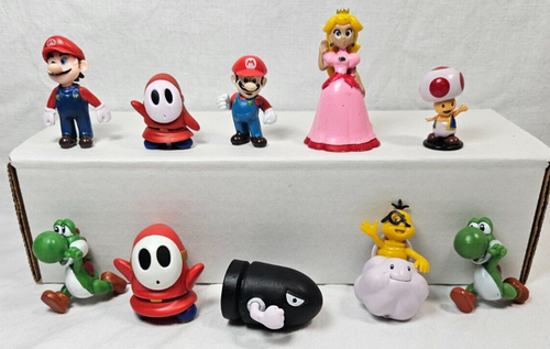 Super MARIO Bros Action Figures Yoshi TOAD SHY GUY Bullet Bill Peach ...