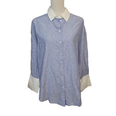 Vero Moda Lenora long sleeved shirt blue and white striped size small ...