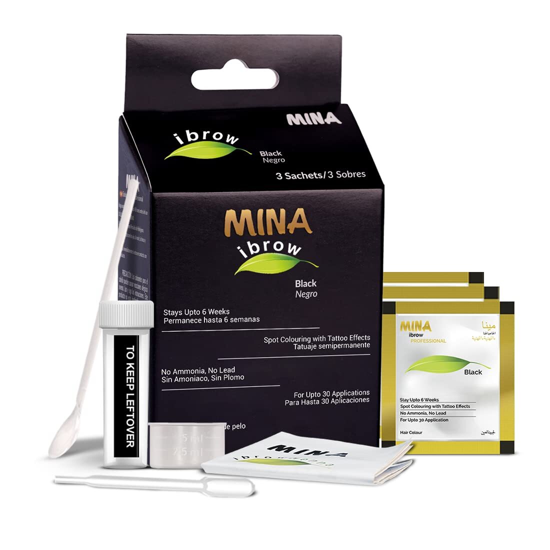 Mina Eyebrow Henna Regular Pack & Tinting Kit For Brow Dark Brown ...