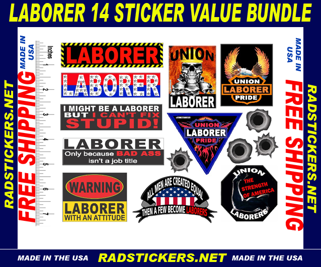 Laborer sticker bundle, hard hat stickers, SH-42 | eBay