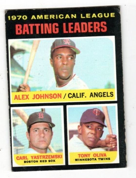 1971 Topps #61 AL Batting Leaders - Yastrzemski & Oliva, Excellent ...