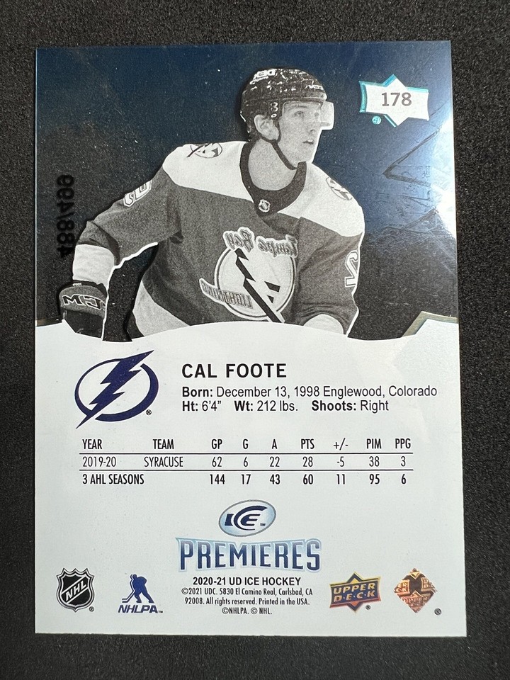 2020-21 Upper Deck Ice Premiers #178 CAL FOOTE 488 /499 | eBay
