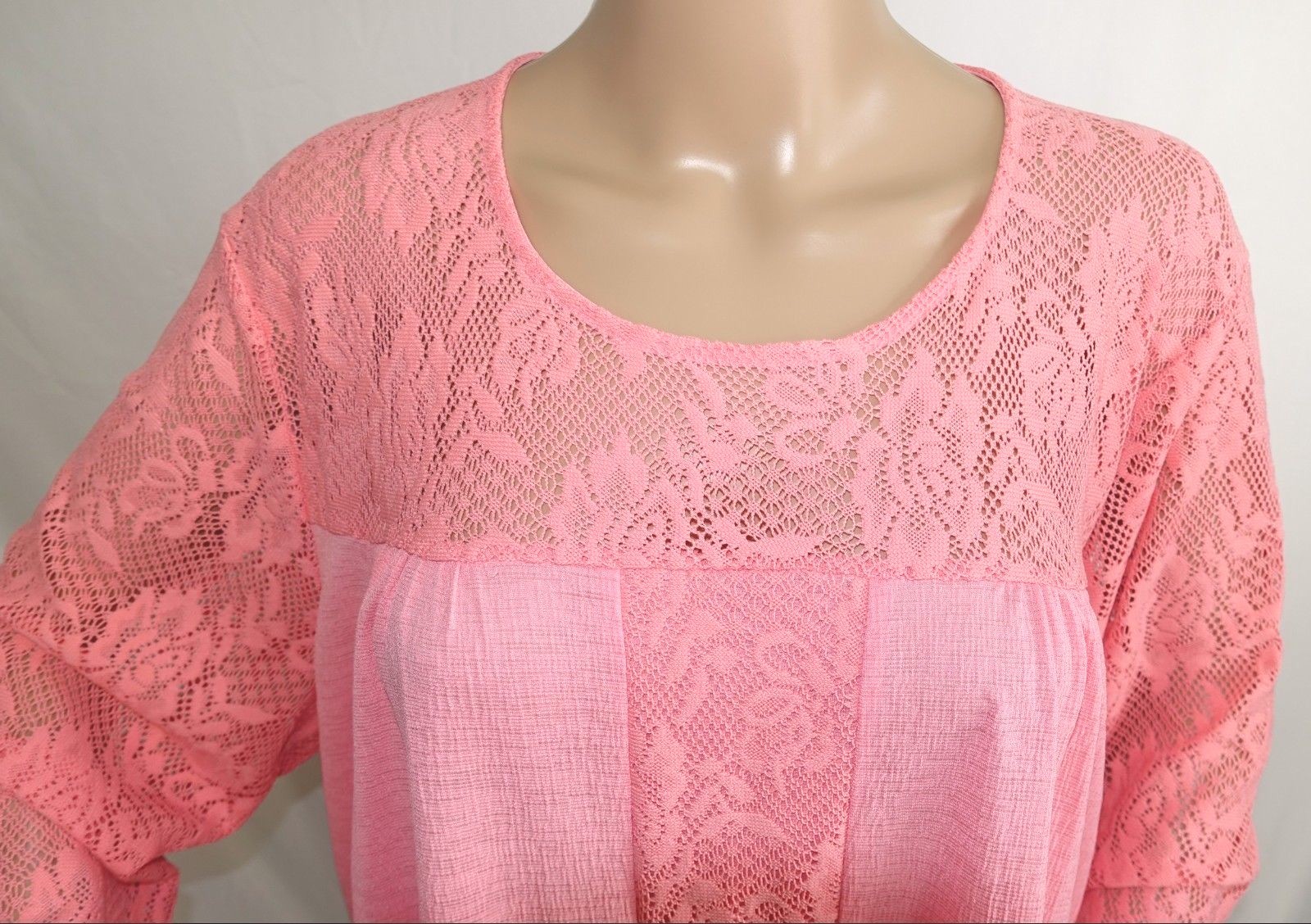 Southern Lady Women Plus Size 1x 2x 3x Pink Lace Floral Tunic Top ...