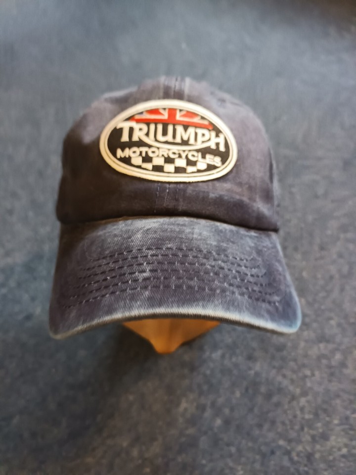 TRIUMPH BRITISH MOTORCYCLES Stone Washed Blue Baseball Cap Fits All ...