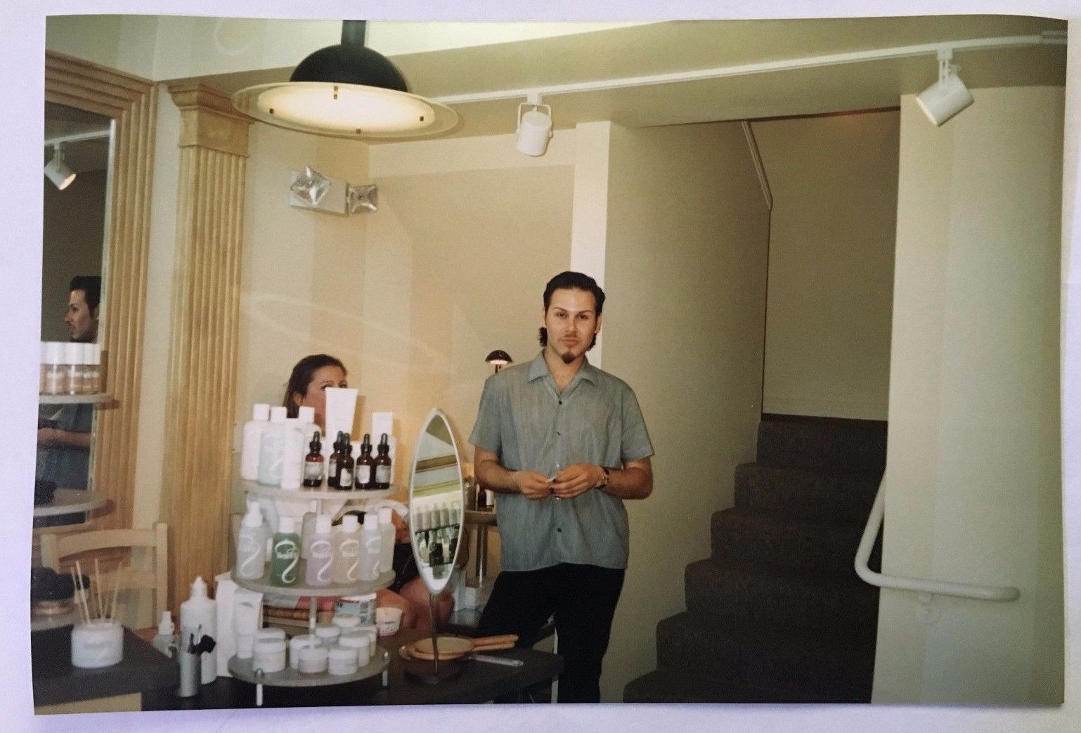 Vintage 90s PHOTO Male Owner Of Nail Salon Spa Barber Shop With Display ...