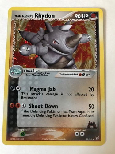 Team Magma's RHYDON 11/95 Holo Rare Pokemon Card EX Team Magma vs Team ...
