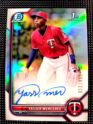 YASSER MERCEDES 2022 Bowman Chrome 1st Prospect Refractor On-Card Auto ...