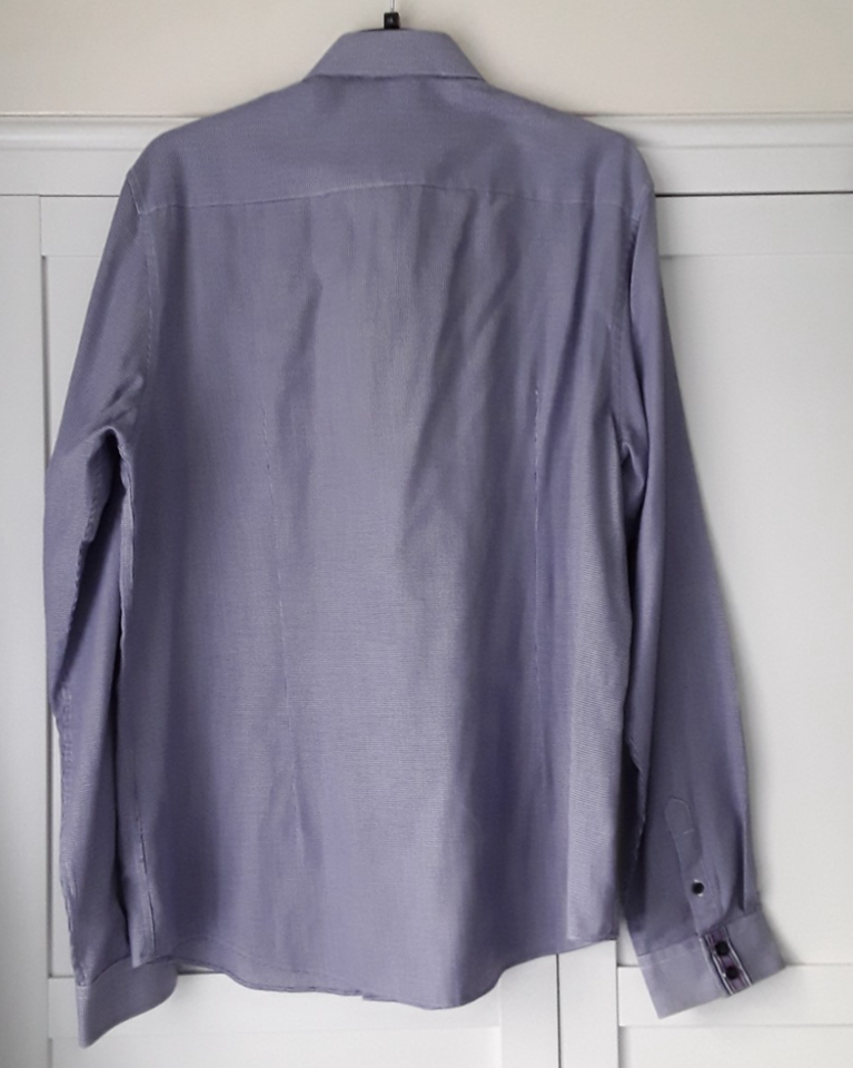 Mens shirt, blue and white check, 16.5 collar, 42 inch chest, slim fit ...