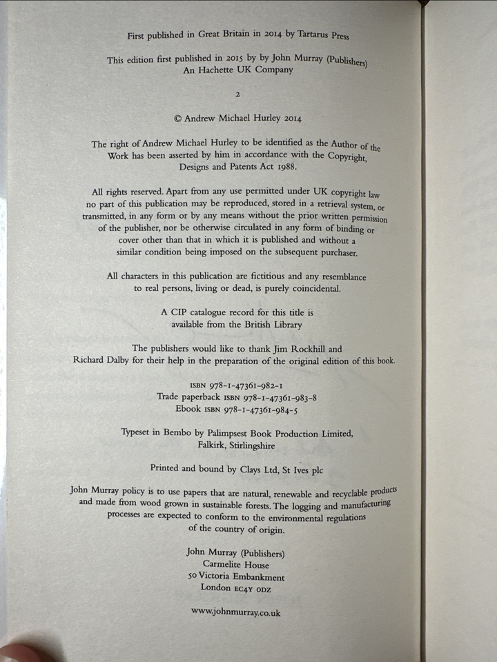 The Loney by Andrew Michael Hurley 2015 SIGNED & LINED UK John Murray ...