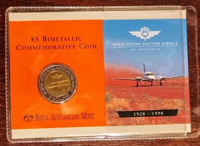 1998 $5 Proof coin Royal Flying Doctor 70th Anniversary Bimetallic ...