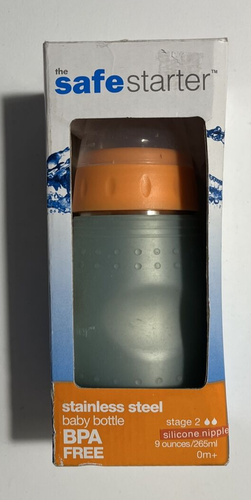 Kid Basix Safe Starter Stainless Steel Baby Bottle-BPA Free-9oz-Stage 2 ...