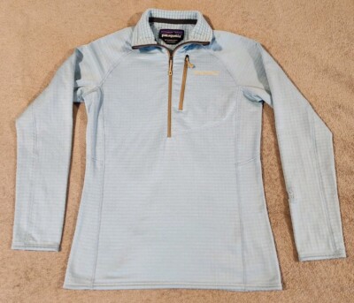 Patagonia Regulator R1 Waffle Fleece Pullover 1/4 Zip Jacket Light Blue ...