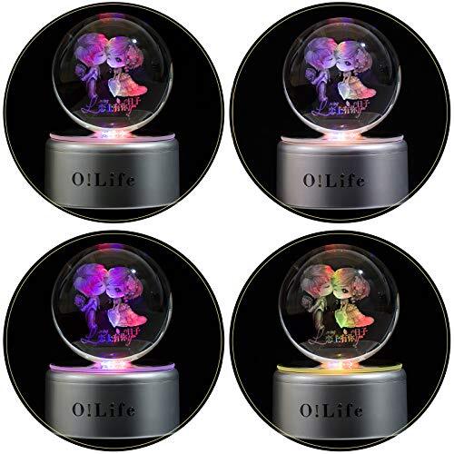3D Crystal Ball(3.15 in) Music Box Led Night Light, 18 World Famous ...
