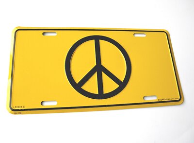 PEACE SIGN YELLOW LOGO EMBLEM LICENSE PLATE AUTO STANDARD SIZE 6 X 12 ...