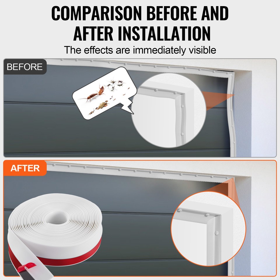 Garage Door Top and Sides Seal Strip 34 FT Universal Weather Stripping ...