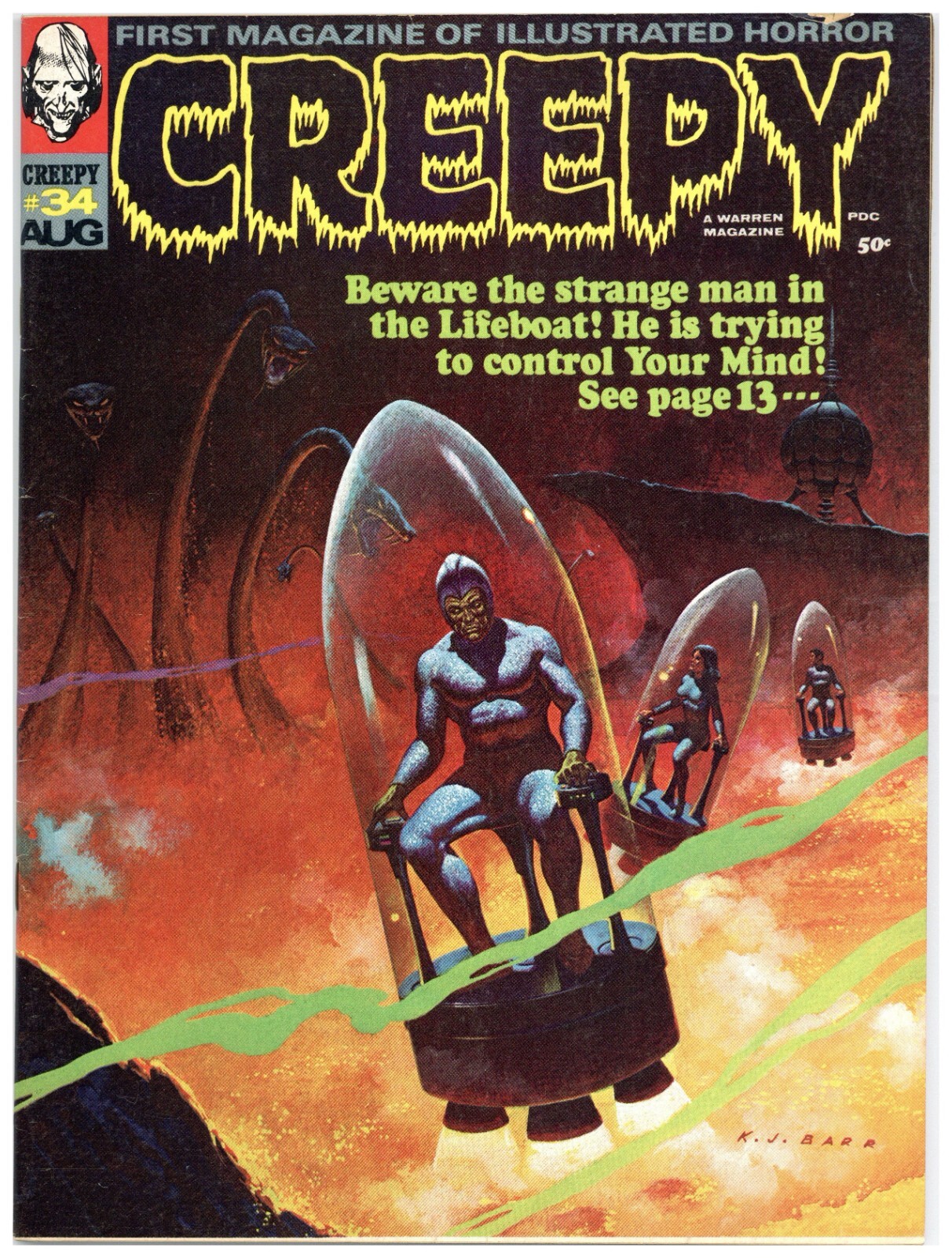 Creepy Magazine # 34 VERY FINE+ August 1970 Ken Barr cover art See ph ...