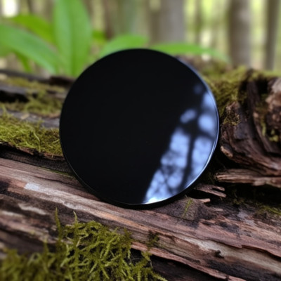 3.3'' Natural Black Obsidian Scrying Round Mirror Heal Crystals Shelf ...