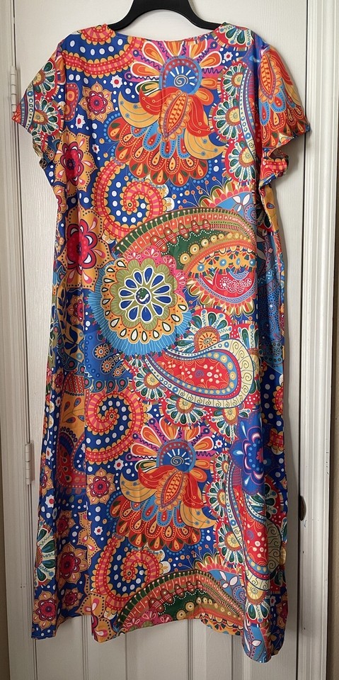 TEMU Ladies Midi Dress-Size XXL (14) TEMU Sizes-Multicolor-Short ...