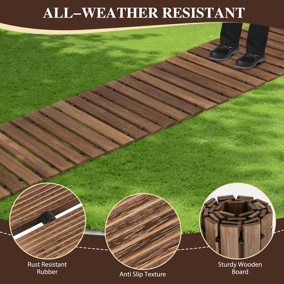 6/8/10FT Wooden Garden Pathway Outdoor Walkway Cedar Garden Patio Path ...