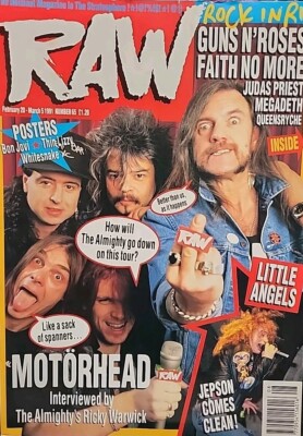 RAW UK Hard Rock / Metal Magazine February March 1991 Motorhead Lemmy ...