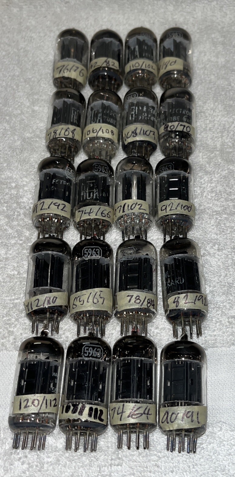 Lot Of 4 RCA 5963 / 12AU7 / ECC82 preamp tubes, Black Plates TV7U ...