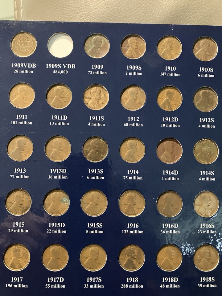 Lincoln Cents 1909-1958 Collector's Complete Set Minus 1909S VDB | eBay