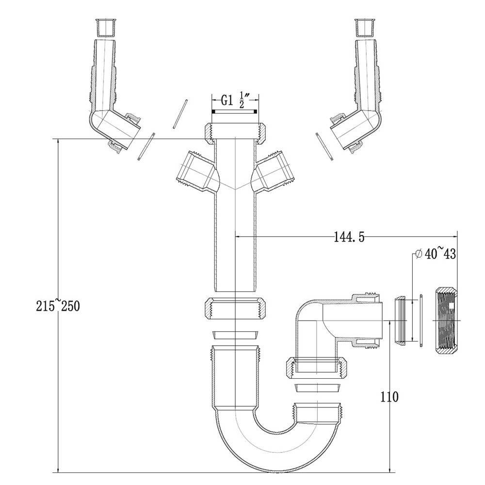 Astini, RAK, Rangemaster 1.5 Bowl Chrome Waste, Overflow & Plumbing Kit ...