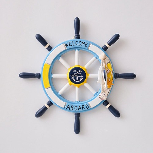 Nautical Wooden Rudder Wall Decor - 34cm Coastal Home Decor Accent ...